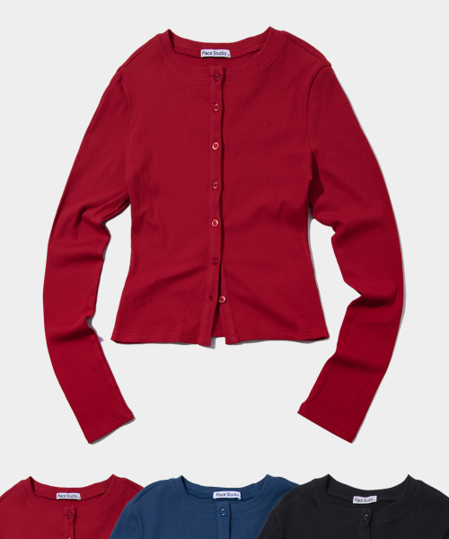 MUSINSA | PLACE STUDIO [Short] Golji Button Up Slim Fit Round Neck Knit Cardigan _3COLOR