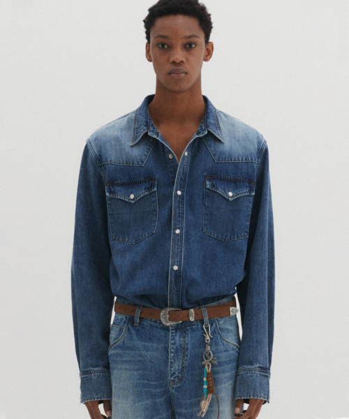 디앤에스알(DNSR) 웨스턴 데님 셔츠 블루 - 사이즈 & 후기 | 무신사