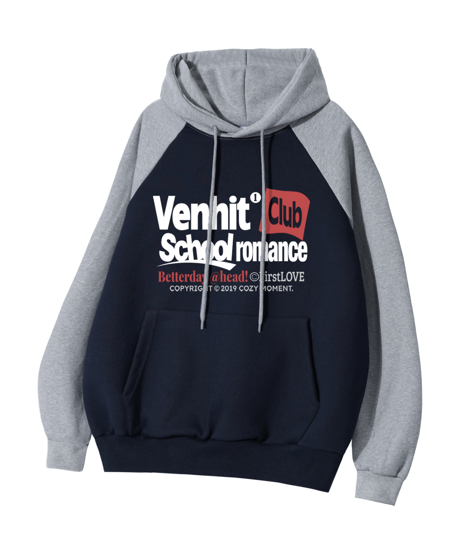 VENHIT SCHOOL ROMANCE 拼色袖帽T (Creatrip)