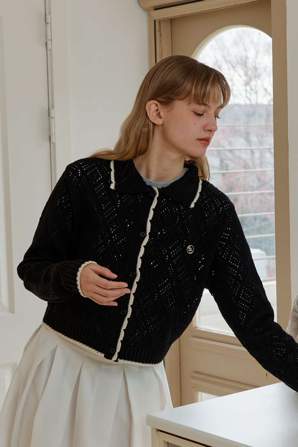 anoetic SCASI COLLAR CARDIGAN_BLACK (Creatrip)