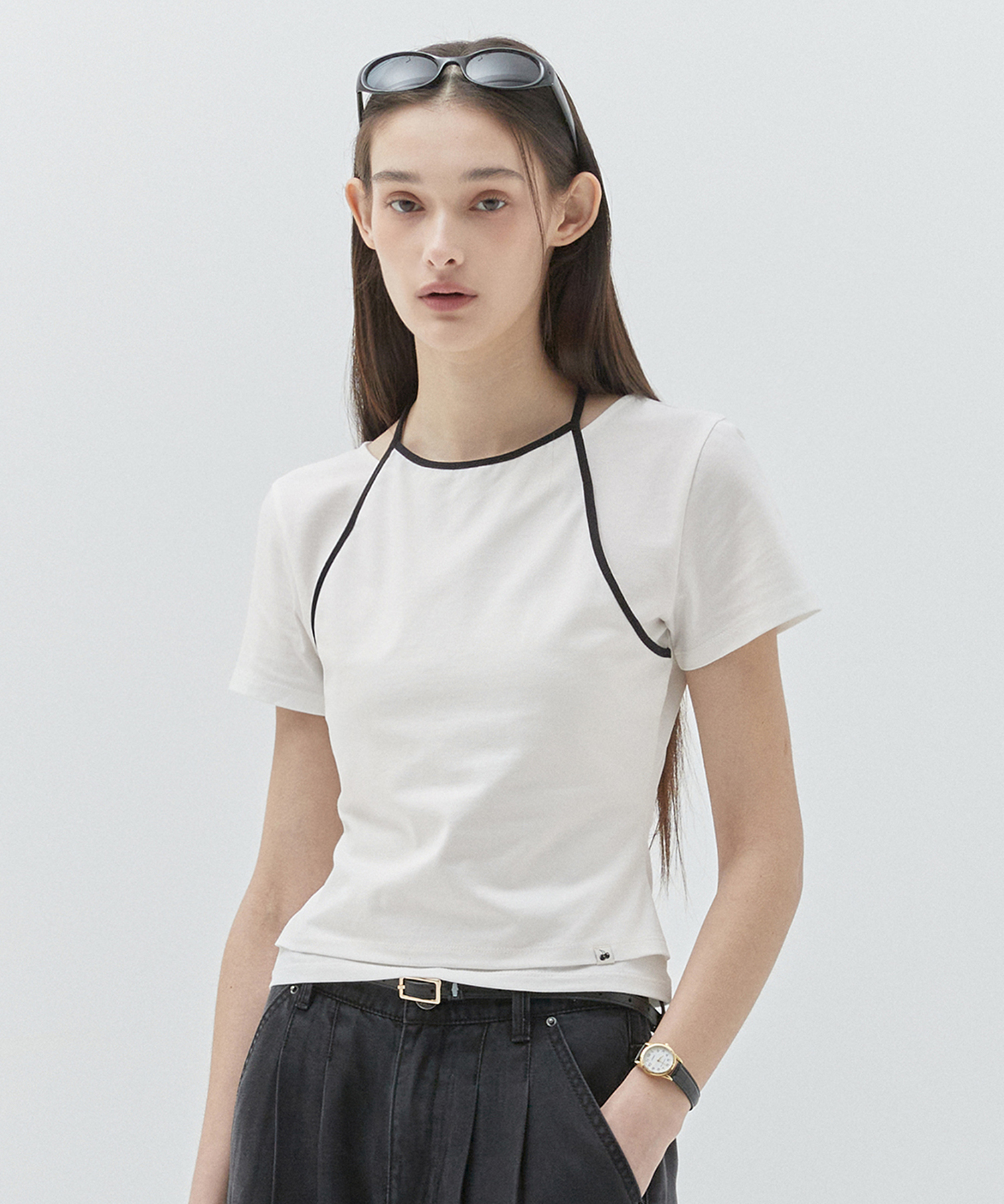 Kirsh Plain 雙層造型上衣（白色） (Creatrip)