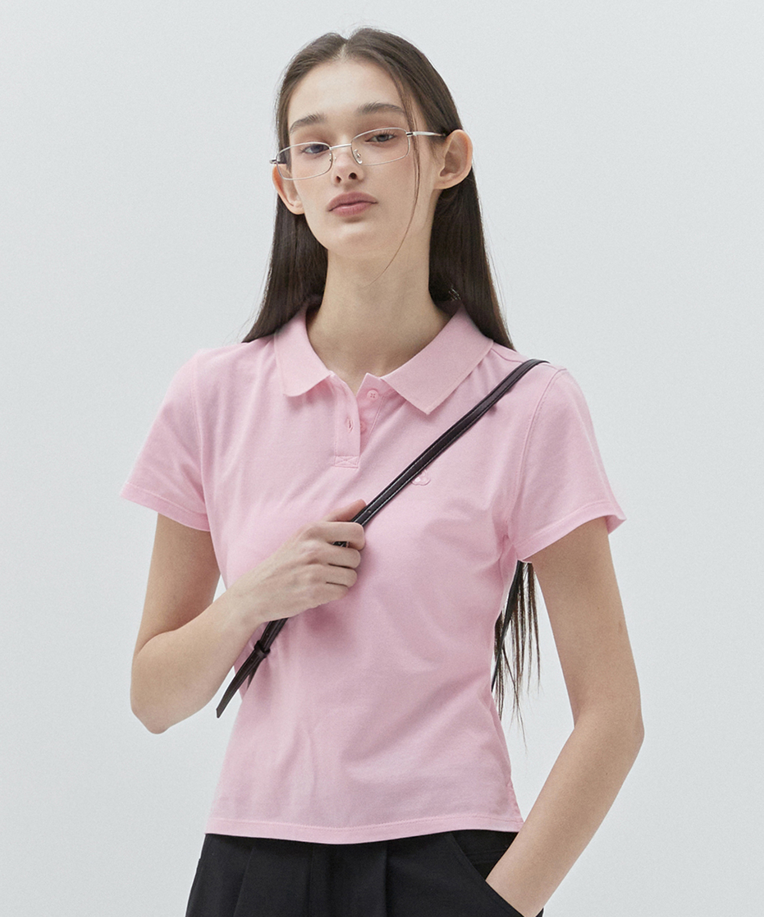 Kirsh 修身翻領T恤（淺粉色） (Creatrip)