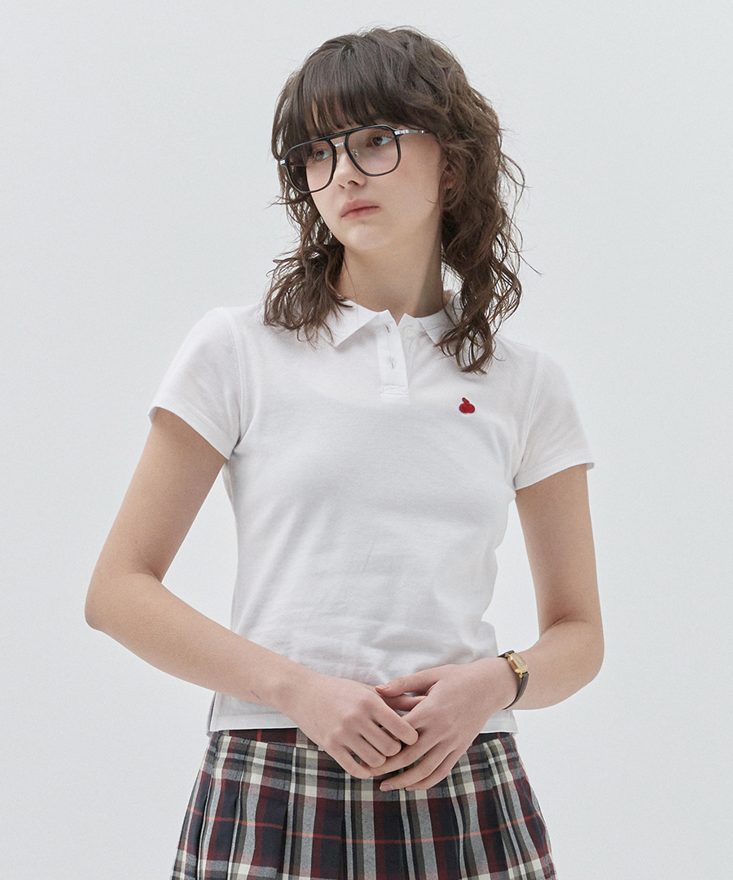 Kirsh 緊身翻領T恤（白色） (Creatrip)