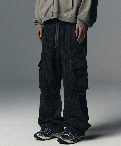 낫포너드(NOT4NERD) Stripe Cargo Flare Fit Pants - Charcoal - 사이즈 & 후기 | 무신사