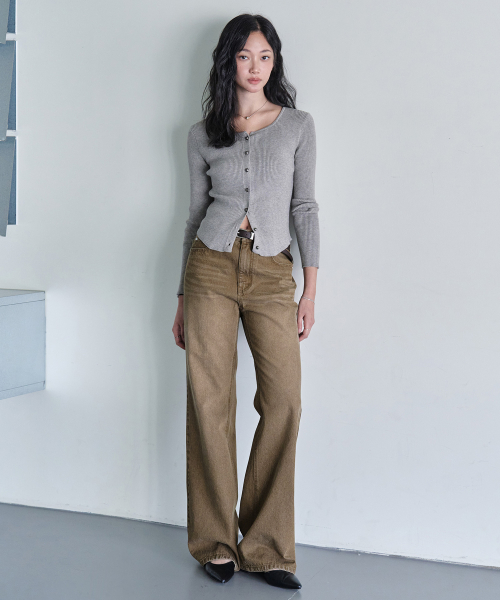 데케트 우먼(DECET WOMEN) Signature Semi Flared Jeans DCWPT002Brown - 사이즈 ...