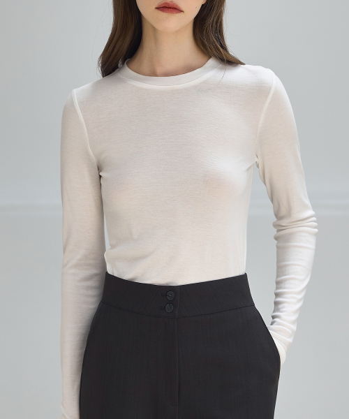 논앤논(NON AND NON) BASIC TENCEL SLIM T-SHIRT_NSTS503 (IVORY) - 사이즈 & 후기 | 무신사
