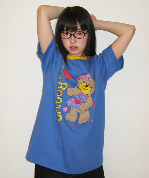 론론(RONRON) I RR BEAR CRACK OVER FIT T SHIRT BLUE - 사이즈 & 후기 | 무신사