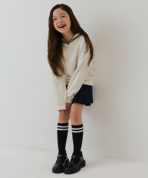 무신사 스탠다드 키즈(MUSINSA STANDARD KIDS) 오버사이즈 세일러 스웨트셔츠 [크림] - 사이즈 & 후기 | 무신사