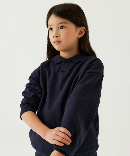 무신사 스탠다드 키즈(MUSINSA STANDARD KIDS) 기모 오버사이즈 칼라드 스웨트셔츠 [네이비] - 사이즈 & 후기 ...