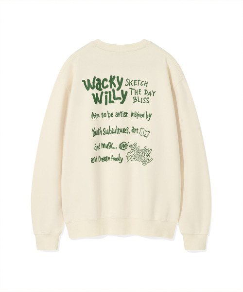 와키윌리(WACKY WILLY) 백 프린팅 레터링 맨투맨 크림 - 사이즈 & 후기 | 무신사