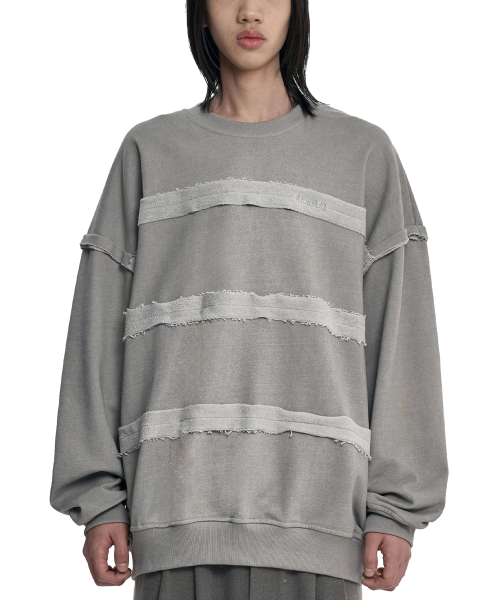 아조바이아조(AJOBYAJO) Inside Out Stripe Sweatshirt [LIGHT GREY] - 사이즈 & 후기 | 무신사