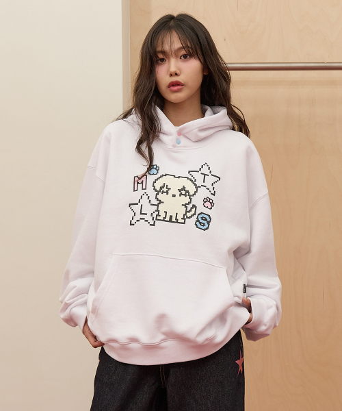 와이케이(WAIKEI) 픽셀 MLTS 후드티셔츠 화이트 - 사이즈 & 후기 | 무신사