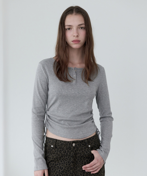 로라로라(ROLAROLA) SIDE STRING T-SHIRT GRAY - 사이즈 & 후기 | 무신사