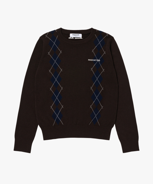 매드캐토스 컨트리클럽(MADCATTOS COUNTRY CLUB) MCC W ARGYLE CREW NECK SWEATER-DARK ...