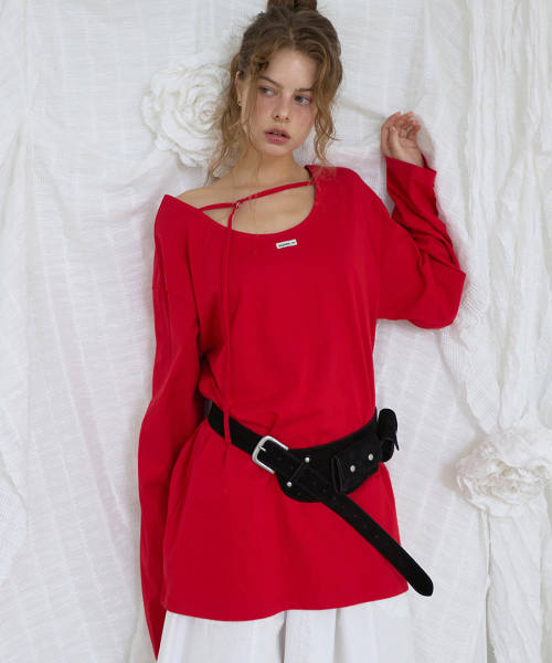 렌세(RENSE) Oversized Back Point Long Sleeve Tee Red - 사이즈 & 후기 | 무신사