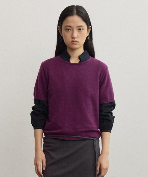 호와스(HOWUS) BEA ROUND NECK HALF KNIT (PURPLE) - 사이즈 & 후기 | 무신사