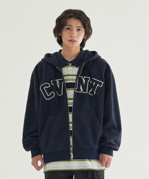 커버낫(COVERNAT) 웜온 CVNT 플리스 후드집업 Dark Navy - 사이즈 & 후기 | 무신사