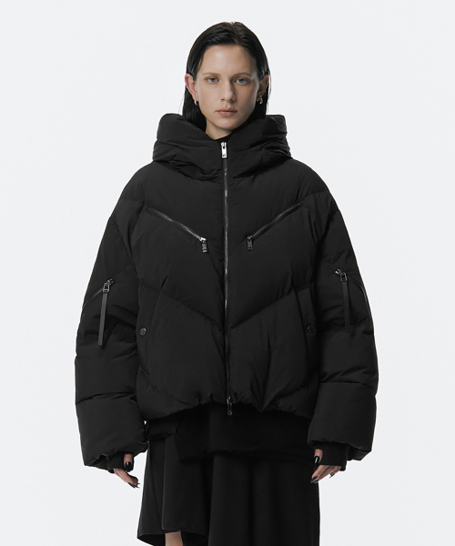 트리밍버드(TREEMINGBIRD) High Neck Hooded Duck Down Padding [ Black ] - 사이즈 & 후기 | 무신사