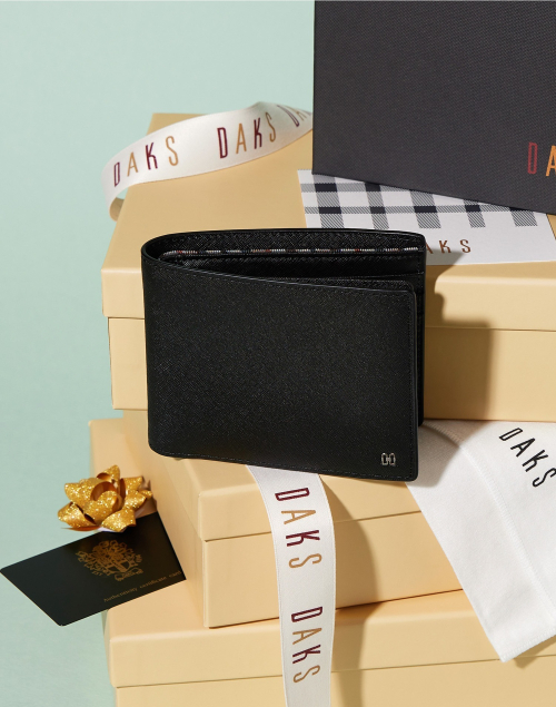 닥스 남성 액세서리(DAKS MEN'S ACCESSORIES) 블랙 가죽 미니 DD로고 내부 체크패턴 반지갑 DBWA5E975BK - 사이즈 & 후기 | 무신사