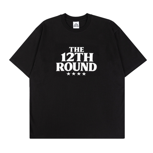 더트웰브라운드(THE 12TH ROUND) BLACK Oversized T-Shirt THE 12TH ROUND big Logo ...