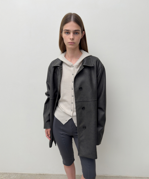 다이애그널(DIAGONAL) BUTTONED LEATHER JACKET (black) - 사이즈 & 후기 | 무신사