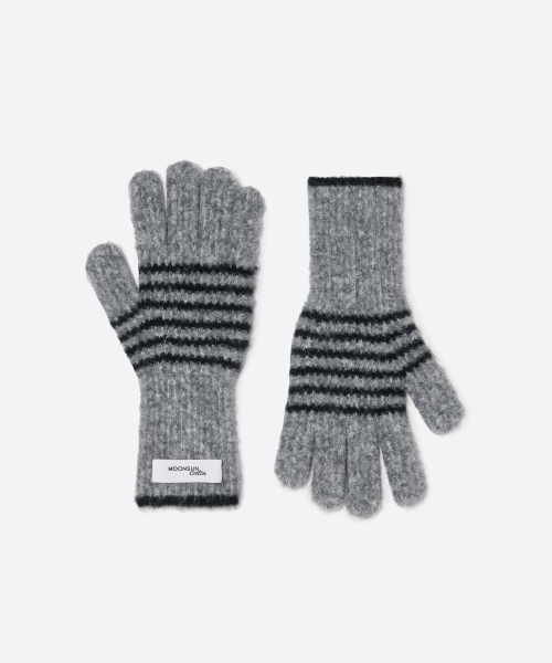 문선(MOONSUN) M.C Stripe Hairy Knit Glove / Gray - 사이즈 & 후기 | 무신사