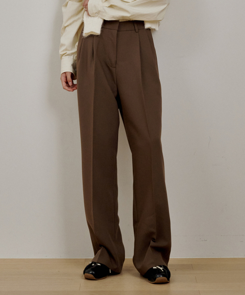 로시로우(LOSSYROW) Soft Two-Tuck Wide Slacks Brown - 사이즈 & 후기 | 무신사