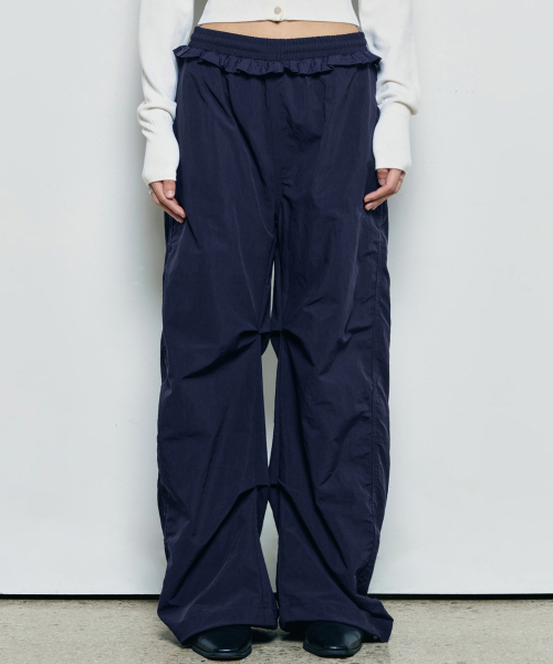 닉앤니콜(NICK&NICOLE) RUFFLE LACE PARACHUTE PANTS_NAVY - 사이즈 & 후기 | 무신사