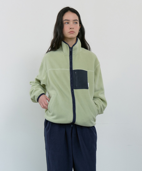 마조네(MA JOURNEE) COLOR BLOCK FLEECE ZIP-UP_GREEN - 사이즈 & 후기 | 무신사