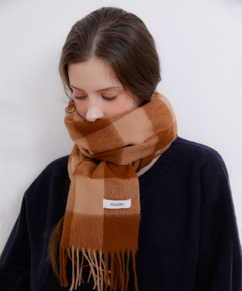 할렌(HALDEN) wool color check muffler (M047_brown) - 사이즈 & 후기 | 무신사