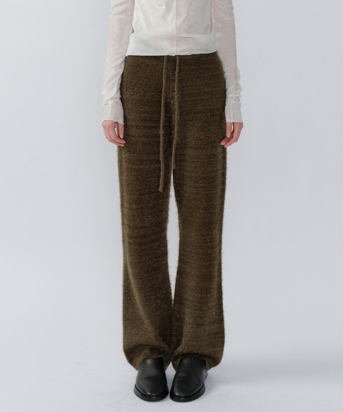 이어닝(YEARNING) HAIRY WOOL KNIT PANTS, DARK OLIVE - 사이즈 & 후기 | 무신사
