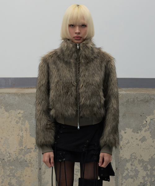 락케이크(ROCKCAKE) High Neck Fur Jacket - Brown - 사이즈 & 후기 | 무신사
