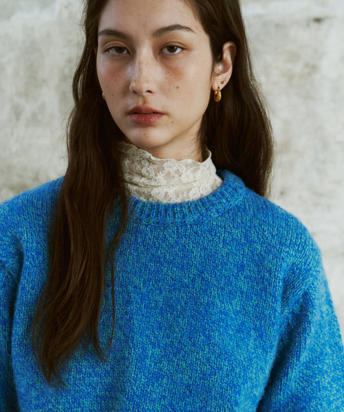 프리터(FRITUR) Mori Round-neck Knit Blue_F254KN04 - 사이즈 & 후기 | 무신사