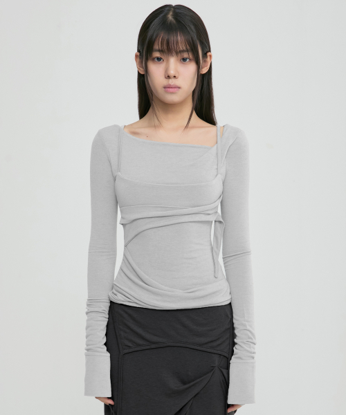 플레어업(FLAREUP) Layered Bustier Long Sleeve (FL-105_Light Gray) - 사이즈 ...