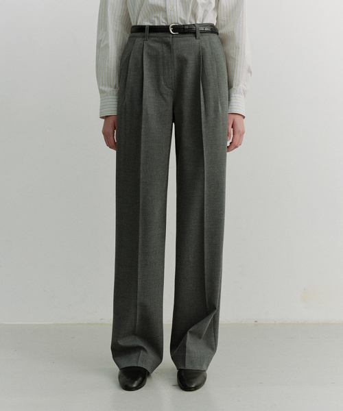 던스트(DUNST) DOUBLE PLEATED SLACKS_UDPA6A204_MELANGE GREY - 사이즈 & 후기 | 무신사