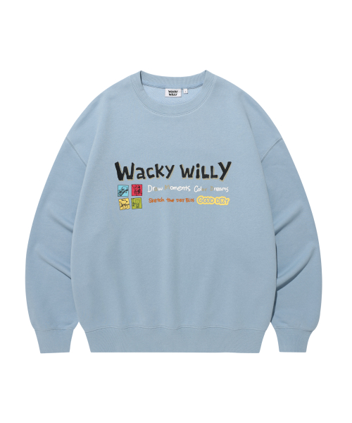 와키윌리(WACKY WILLY) 카툰 그래픽 맨투맨 블루 - 사이즈 & 후기 | 무신사