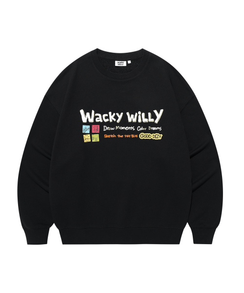와키윌리(WACKY WILLY) 카툰 그래픽 맨투맨 블랙 - 사이즈 & 후기 | 무신사