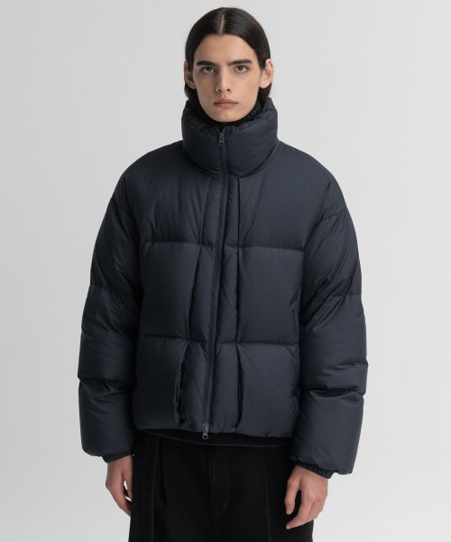 MUSINSA | INSILENCE Drawstring Ripstop down puffer jacket BLUE GRAY