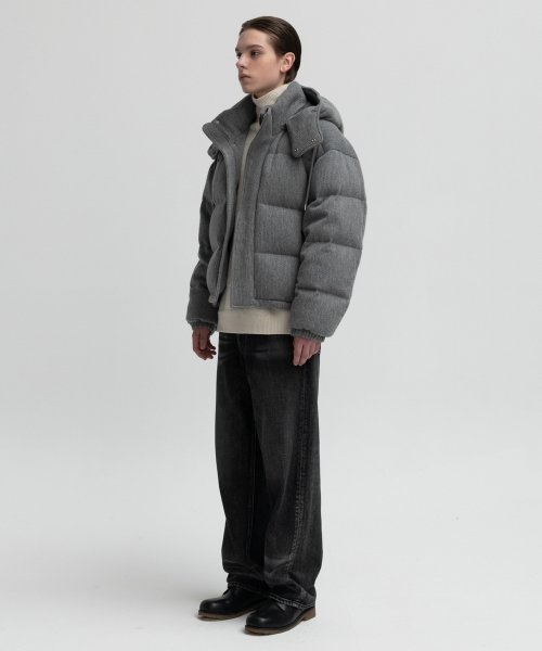 MUSINSA | INSILENCE Textured Wool down puffer jacket GRAY