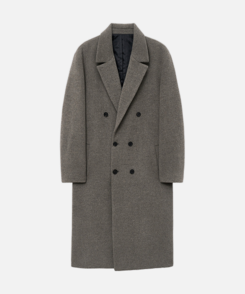 MUSINSA | DRAW FIT Premier Pure Wool Robe Double Coat [MELANGE TAUPE]