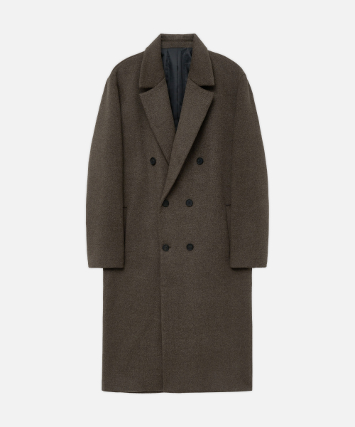 MUSINSA | DRAW FIT Premier Pure Wool Robe Double Coat [MELANGE BROWN]