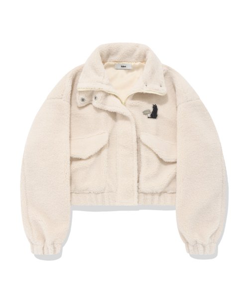 MUSINSA | FALLETT Fluffy Crop Boa Jacket Ivory