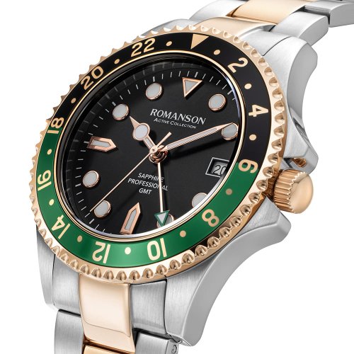 MUSINSA | ROMANSON Actius GMT black green single rotation bezel black ...