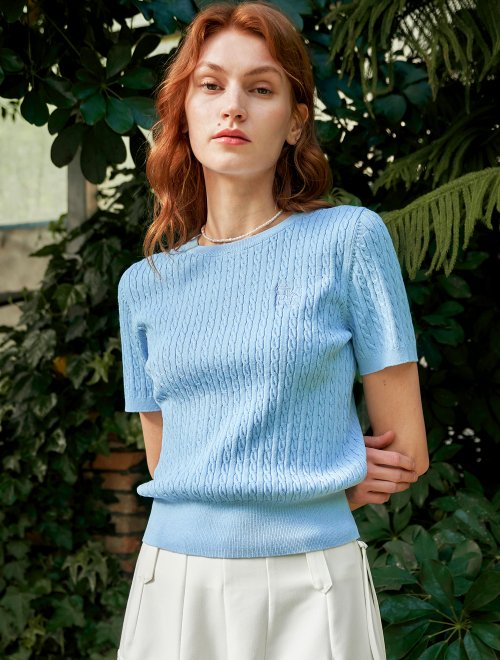 MUSINSA | GENERAL IDEA GNRL Cable Half Knit [LIGHT BLUE] / WBC2L05541