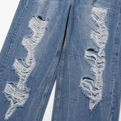 MUSINSA | MILLO ARCHIVE Reflect Curved Damage Pants [Light Blue]