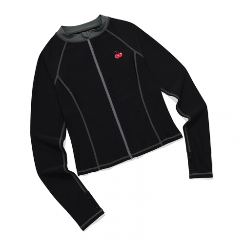 MUSINSA | KIRSH Small Cherry Zip-up Rash Guard [Black]