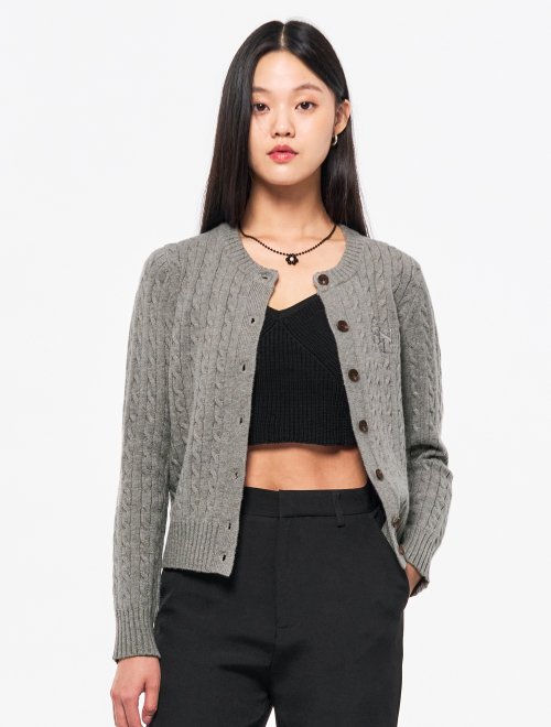 MUSINSA | GENERAL IDEA GNRL Cable Cardigan [GREY] / WBC3L04501