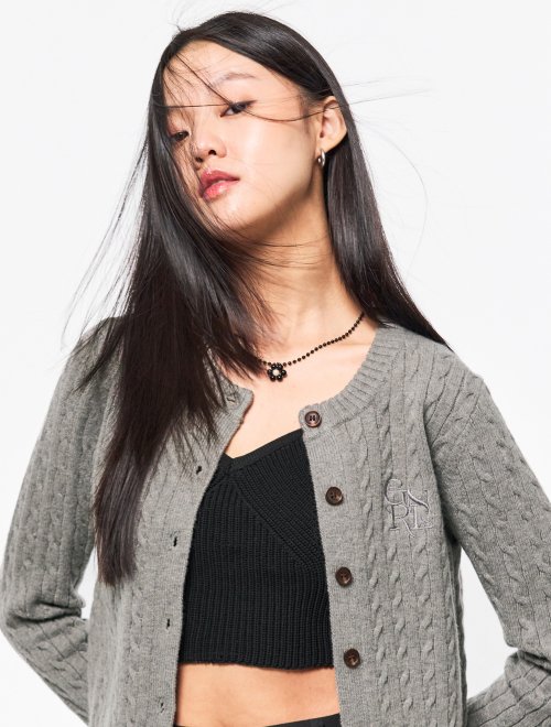 MUSINSA | GENERAL IDEA GNRL Cable Cardigan [GREY] / WBC3L04501