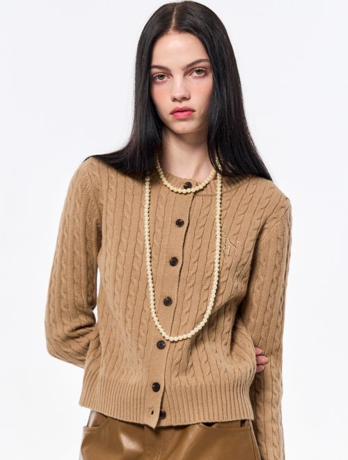 MUSINSA | GENERAL IDEA GNRL Cable Cardigan [BEIGE] / WBC3L04501