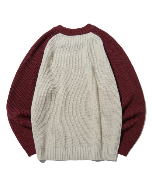 MUSINSA | URBANDTYPE Color Block Raglan Knit_Bugundy_KN124